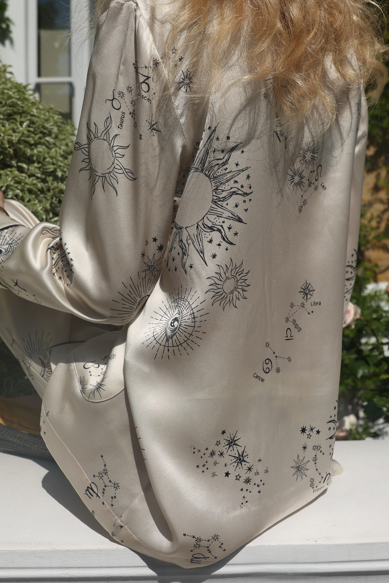 Phoebe Silk Voyage Dans La Lune PJ Set in Ivory – Morpho + Luna